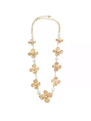 Cult Gaia Faux Pearl Floral Necklace - Gold