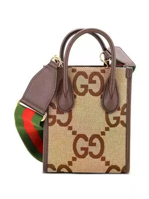 Gucci Vertical Tote Jumbo Gg Canvas Mini Crossbody Bag - Brown