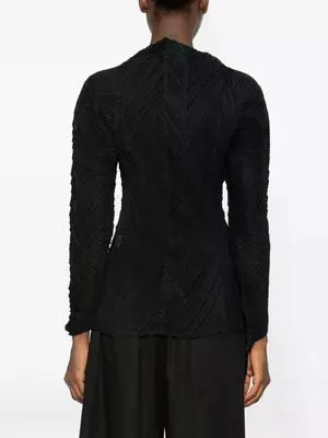 Issey Miyake Pleated Texture Turtleneck Long Sleeve Top