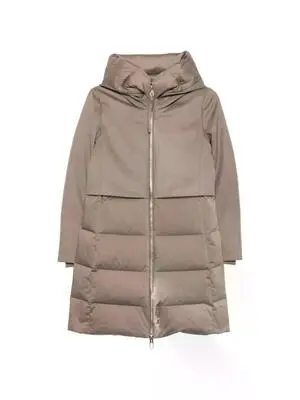 DUNO Padded-panel Hooded Coat - Brown