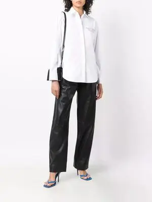 Off-White Cotton Embroidered Classic Collar Shirt - White