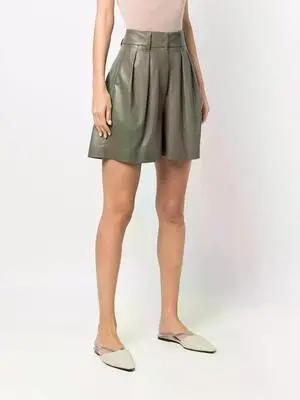 Brunello Cucinelli Wide-leg Leather Shorts