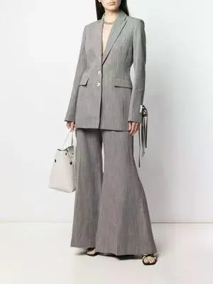 Off-White Rear Logo Print Fitted Blazer - Grey