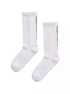 Wolford Logo Detail Circular-knit Crew Socks - White