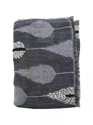 Altea Feather-print Frayed Scarf - Grey
