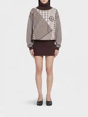 MAISON MARGIELA Jacquard Logo Wool-blend Knit Turtleneck Mini Dress