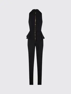 Elisabetta Franchi Slim Fit V-neck Jumpsuit With Ruffled Waist