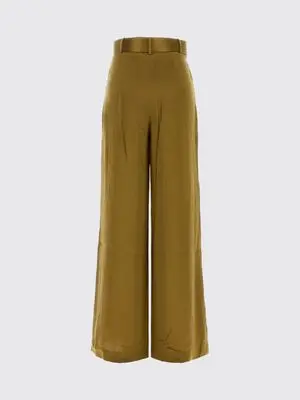 Zimmermann High-waisted Satin Palazzo Pants With Adjustable Belt - Olive