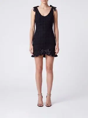 Alessandra Rich Sheath Mini Dress With Bow Appliqu