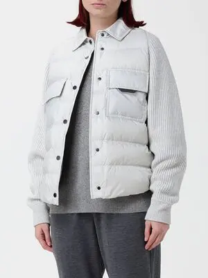 Brunello Cucinelli Short Quilted Down Jacket With Silk And Cashmere Details - White