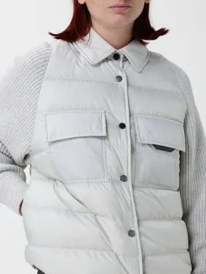 Brunello Cucinelli Short Quilted Down Jacket With Silk And Cashmere Details - White