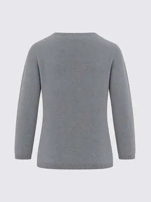 Fabiana Filippi Long-sleeved Crewneck Sweater In Wool, Silk, And Cashmere - Grey