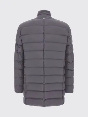 Herno Long Quilted Nylon Puffer Coat With High Neck And Button Closure - Grey