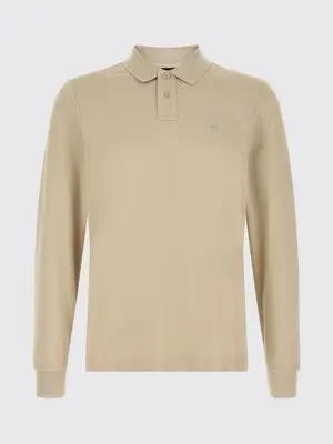 BOSS Long-sleeved Slim Fit Cotton Polo Shirt With Applied Logo