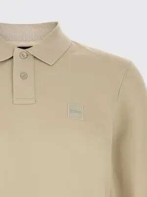 BOSS Long-sleeved Slim Fit Cotton Polo Shirt With Applied Logo