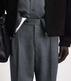 Auralee Wool Pleated Wide-leg Trousers