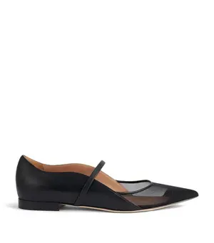 MALONE SOULIERS Leather And Mesh Maureen Arc Flats - Black