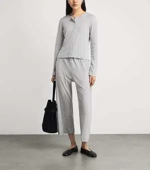 LESET Cotton Pointelle Cardigan