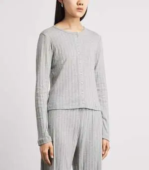 LESET Cotton Pointelle Cardigan