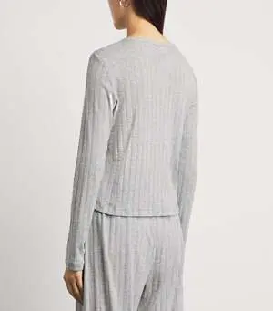 LESET Cotton Pointelle Cardigan