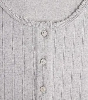 LESET Cotton Pointelle Cardigan