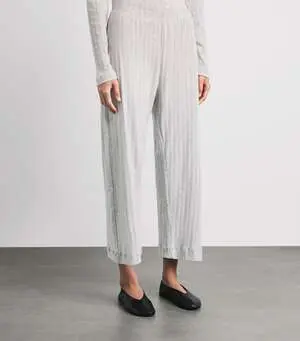 LESET Cotton Pointelle Cropped Trousers