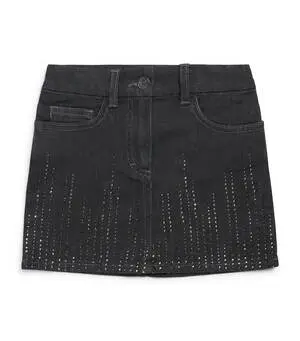 Monnalisa Embellished Stretch-denim Mini Skirt
