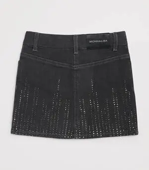 Monnalisa Embellished Stretch-denim Mini Skirt