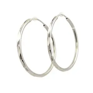 BELLUS DOMINA Sterling Hammered Hoop Earrings - Silver