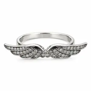 BELLUS DOMINA Sterling Angel Wings Ring - Silver