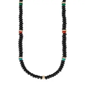 BECKET + QUILL Chunky Agate Bead Necklace - Black