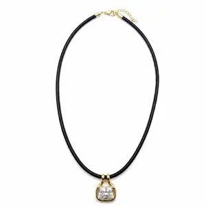 THE M JEWELERS The Naia Gem Pendant Necklace Black / Gold - Brown