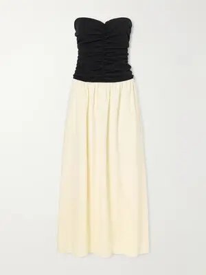 Faithfull The Brand Sant Roc Strapless Gathered Midi Dress - Black