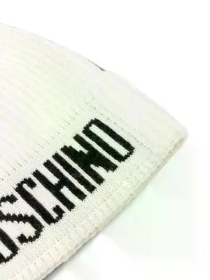 Moschino Logo-intarsia Ribbed-knit Beanie Hat