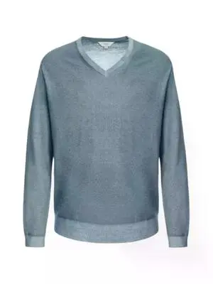 Malo V-neck Fine Knit Sweater - Blue