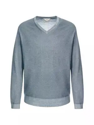 Malo V-neck Fine Knit Sweater - Blue