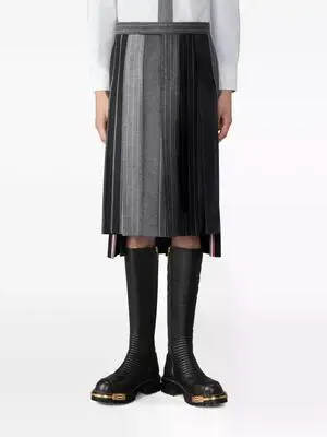 Thom Browne Flannel Banker-stripe Pleated Skirt