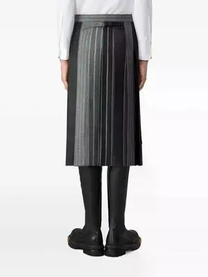 Thom Browne Flannel Banker-stripe Pleated Skirt