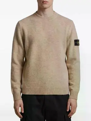 Stone Island Logo-patch Crew-neck Sweater - Neutrals