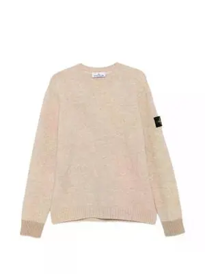 Stone Island Logo Patch Crew Neck Sweater - Neutrals