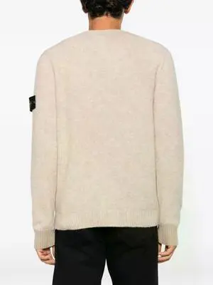Stone Island Logo Patch Crew Neck Sweater - Neutrals