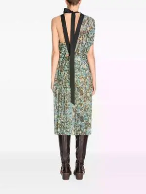 Dries Van Noten Asymmetrical Pleated Dress