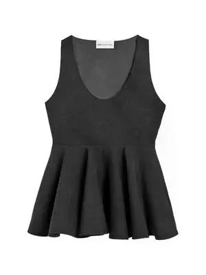 AMI Paris Peplum Sleeveless Wool Top