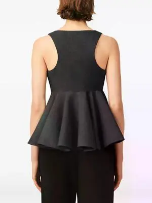AMI Paris Peplum Sleeveless Wool Top