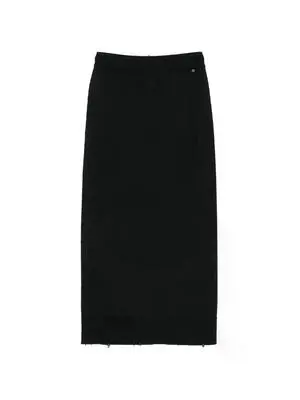 OTTOD'AME Fine-knit Slit-detail Midi Skirt - Black