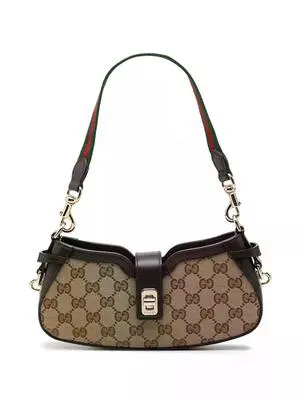 Gucci Mini Gg Canvas Web Moon Side Shoulder Bag