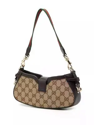 Gucci Mini Gg Canvas Web Moon Side Shoulder Bag