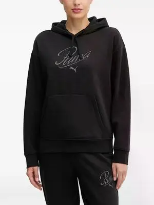 PUMA Logo-embroidered Drawstring Hoodie - Black