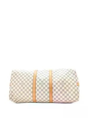 LOUIS VUITTON Keepall Bandouliere Damier 55 Travel Bag - White