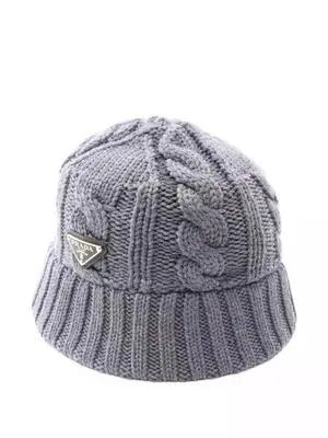 Prada Cable Knit Bucket Hat - Grey